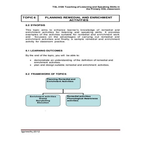 Ppg module tsl3105 topic 6 planning remedial & enrichmt activities | DOCX