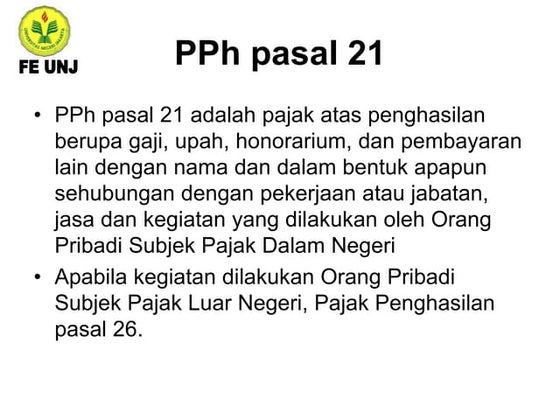 PPT PPh pasal 21 (Pajak Penghasilan pasal 21) | PPTX