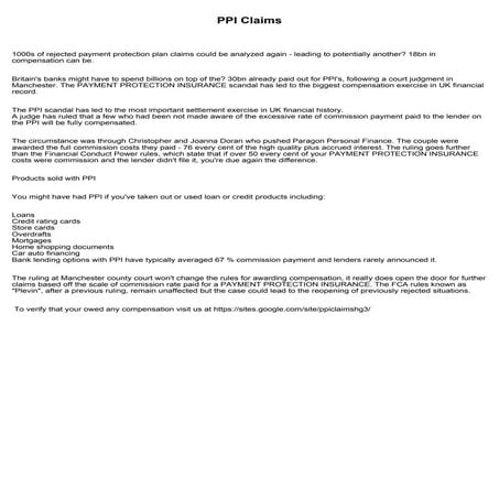 PPI Claims | PDF
