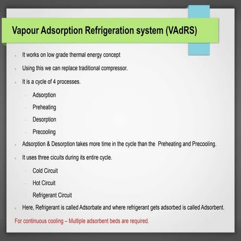 Adsorption refrigeration system | PPTX