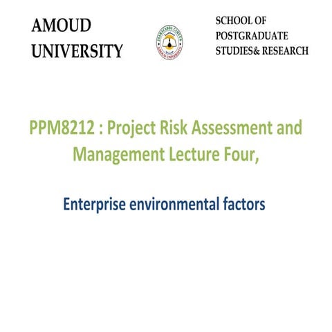 project risk management, Ppm 8212 lecture four, | PPT