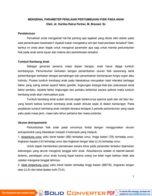 Modul who penilaian status gizi | PDF