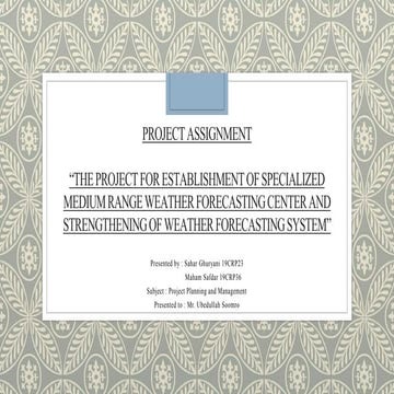 Establishment of Specialized Medium Range Weather Forecasting Center ...