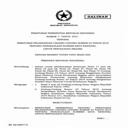 PP nomor 3 tahun 2021 | PDF