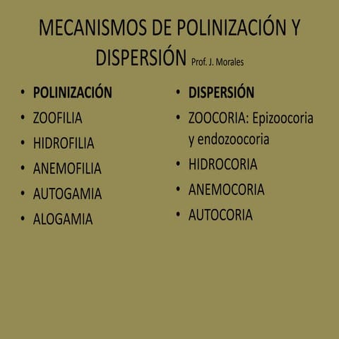 Polinización y Dispersión de las Plantas | PPTX