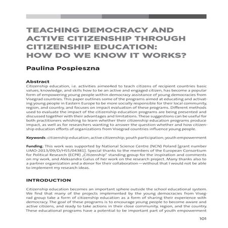 Teaching Democracy and Active Citizenship through Citizenship Education ...