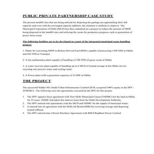 Public private Partnership case study | DOCX