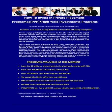 How To Invest InPrivate PlacementProgramas(PPP)/High Yield Investments ...