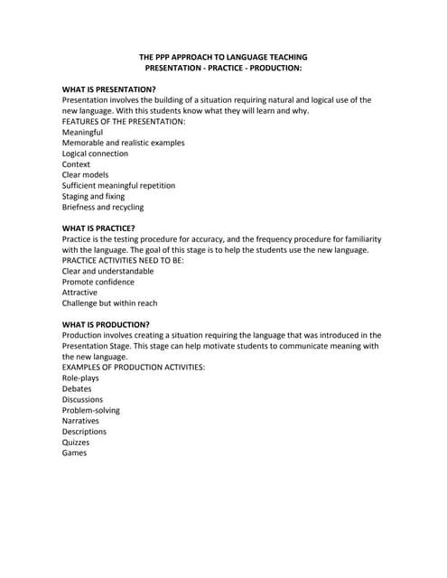 The ppp teaching method (power point) | PPTX