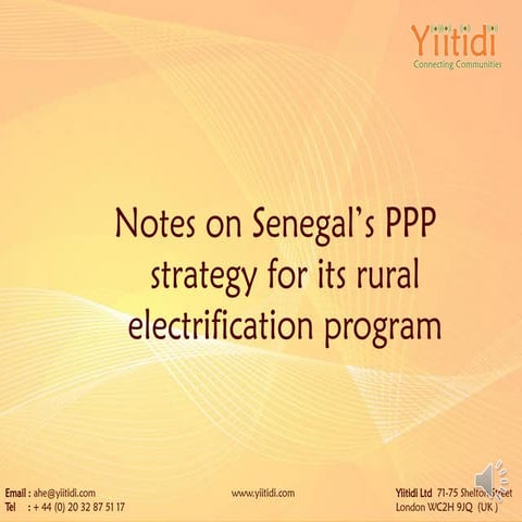 PPP Project: Notes of Senegal's PPP strategy for its rural ...