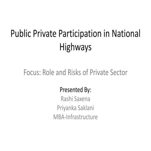Ppp in national highways india | PPTX