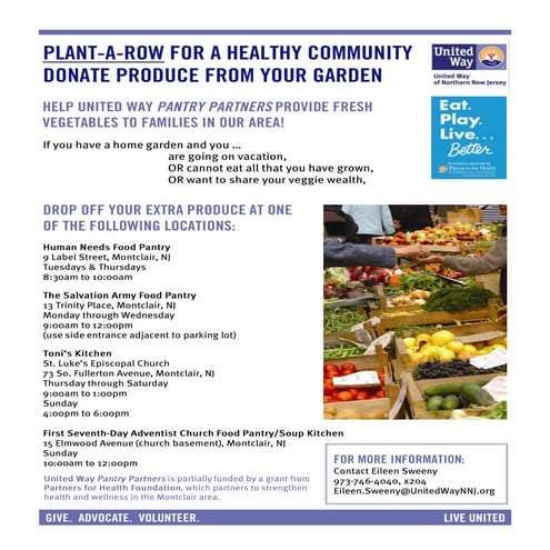 Plant a Row for the Hungry - United Way, New Jersey | PDF
