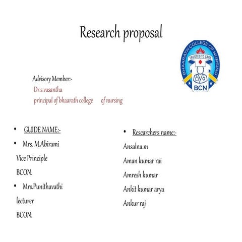 Research Proposal on a study to assess effectiveness of video assisted ...