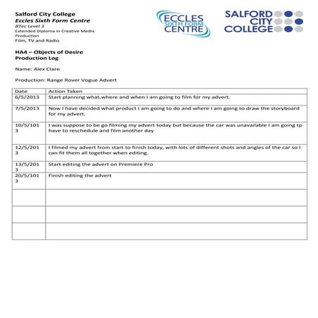 Pp production log_template | PDF