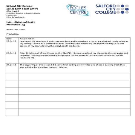 Pp production log_template | DOC