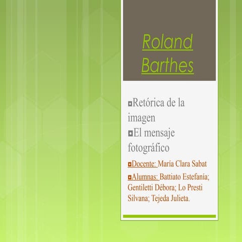 Pp roland barthes | PPT