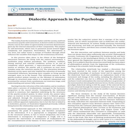 Dialectic Approach in the Psychology by Jose RP in Psychology and ...