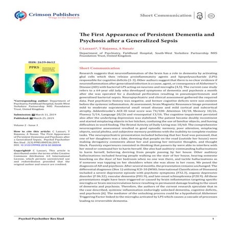 Neuropsychiatric manifestations of other infectious and Prion diseases ...