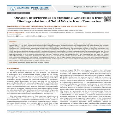Oxygen Interference in Methane Generation from Biodegradation of Solid ...