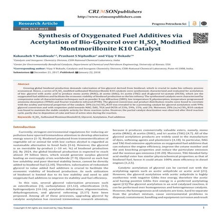 Synthesis of Oxygenated Fuel Additives via Acetylation of Bio-Glycerol ...