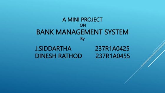 Banking Management System Project documentation | DOCX | Databases | Computer Software and ...