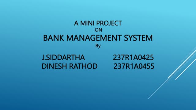 Banking Management System Project documentation | DOCX