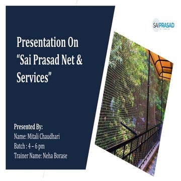 Sai Prasad Bird Netting -Balcony net n all | PPTX