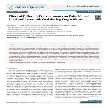 Effect of Different Pretreatments on Palm Kernel Shell And Low-rank Coal during Co-gasification ...