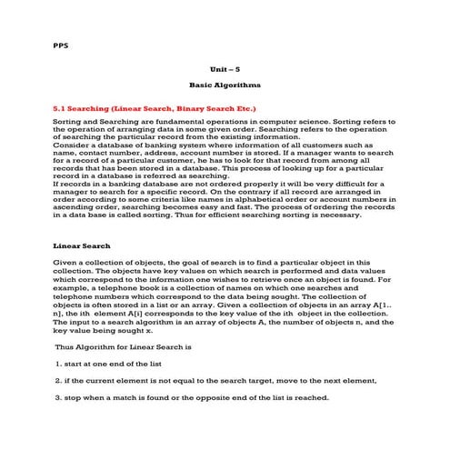 Pps 55basic Algorithms Searching Linear Search Binary Search Etc 5141