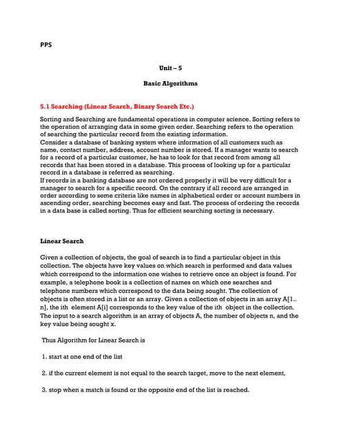 Pps 55basic Algorithms Searching Linear Search Binary Search Etc 5141