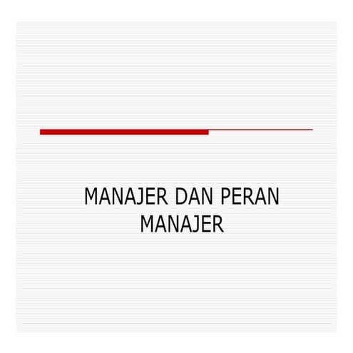 Manajer dan Peran Manajer | PDF