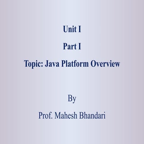 Pps Java Overview Unit Ippt Programming Languages Computing