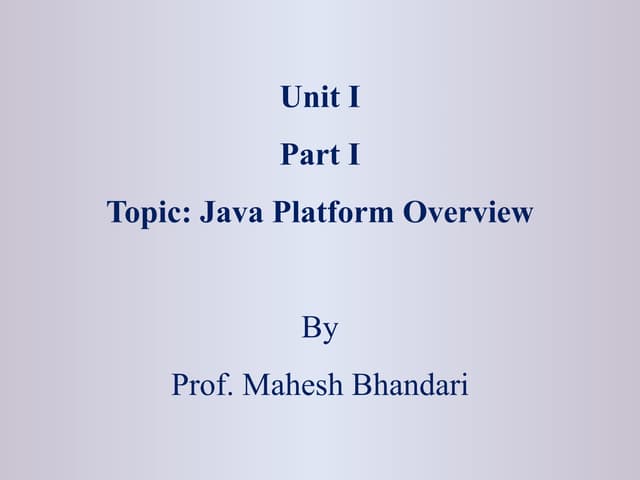 Pps Java Overview Unit Ippt Programming Languages Computing