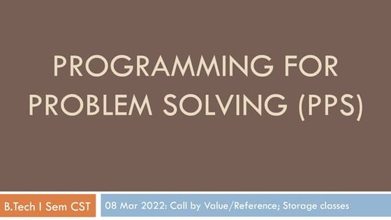 Storage Class In C Language Ppt