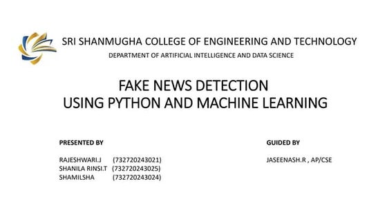 Fake News Detection Using Machine Learning Algorithm Ppt 8174