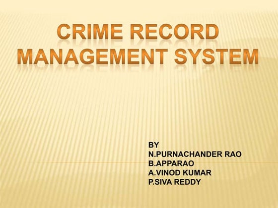 Crime Record Management System (CRMS) | PPT