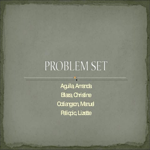 Problem Set | PPT