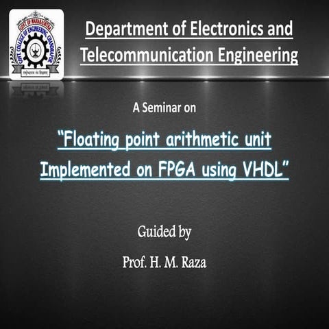 Floating Point Alu Using Vhdl Implemented On Fpga Ppt 