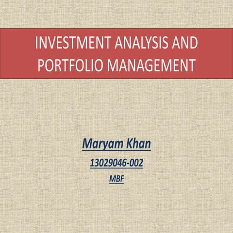 Imvestment Analysis and portfolio Management | PPTX