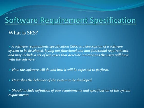 SRS(software requirement specification) | PPT