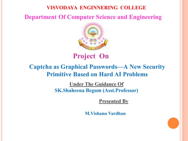 Captcha As A Graphical Password Pptx Internet Computing