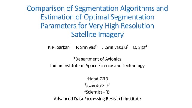 Comparison Of Segmentation Algorithms And Estimation Of Optimal 6554