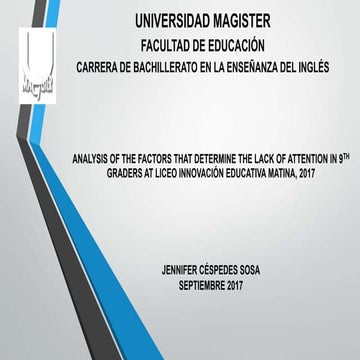 Analysis of the factors that determine the lack of attention in 9th ...