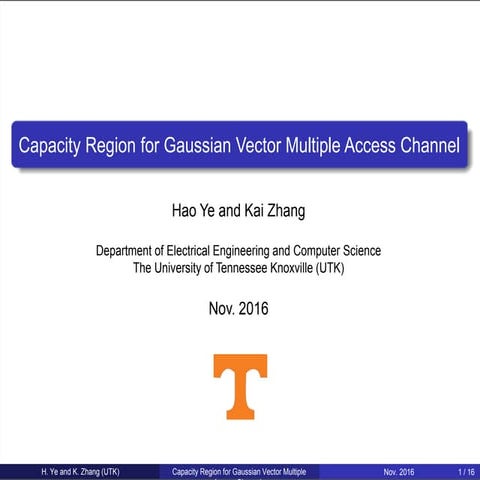 Capacity Region for Gaussian Vector Multiple Access Channel | PDF | Computer Networking | Computing