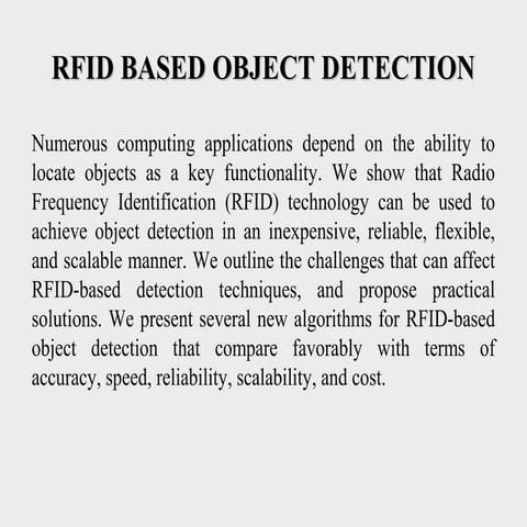 Rfid Based Object Detection Ppt
