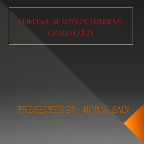 Methods of improving interpersonal Communication | PPT