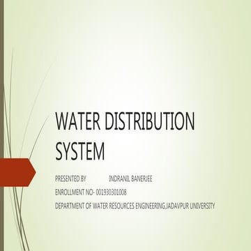 Water distribution system | PPTX
