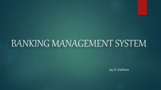 Bank management system PPT.pptx | Databases | Computer Software and ...