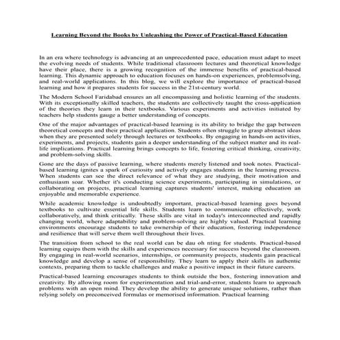 Significance of Practical Learning | PDF