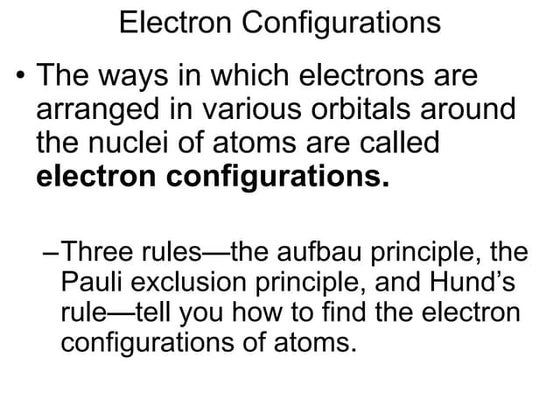 Electronic configuration | PPTX | Chemistry | Science